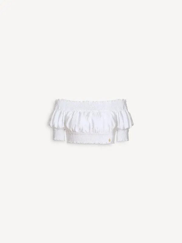 Balmain Off-the-shoulder Poplin Top
