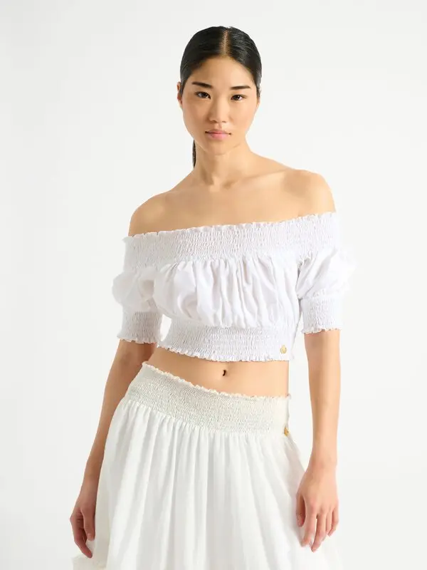 Balmain Off-the-shoulder Poplin Top