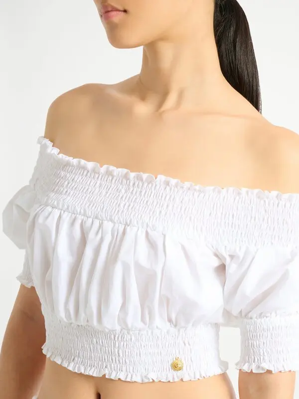 Balmain Off-the-shoulder Poplin Top
