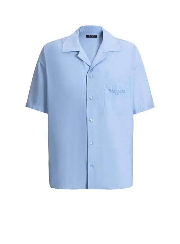 Balmain Vintage Shirt In Herringbone Poplin - Blue