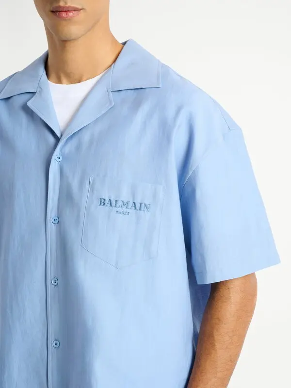 Balmain Vintage Shirt In Herringbone Poplin
