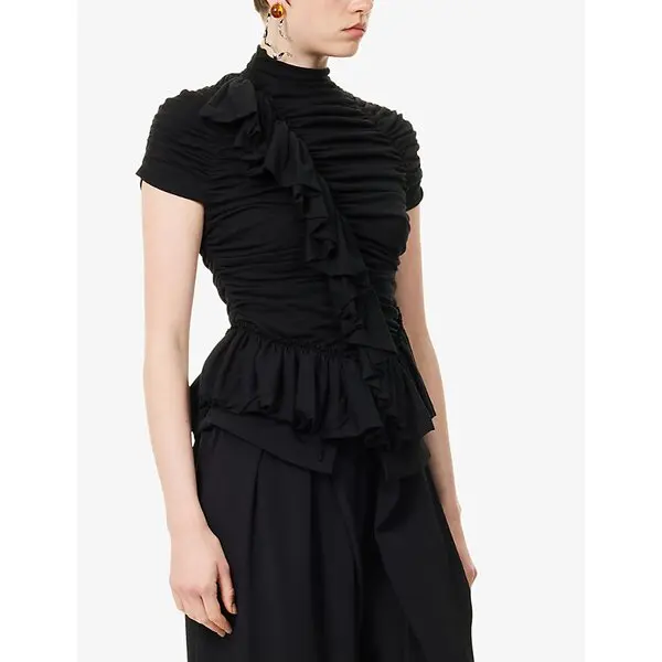 Dries Van Noten Ruched Cotton Top