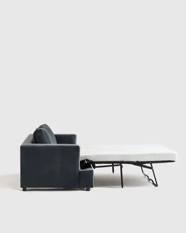 Quince Sierra Curved Arm Sleeper Sofa In Performance Velvet - Pine