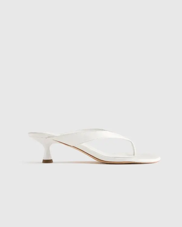 Quince Italian Leather Thong Kitten Heel Sandal