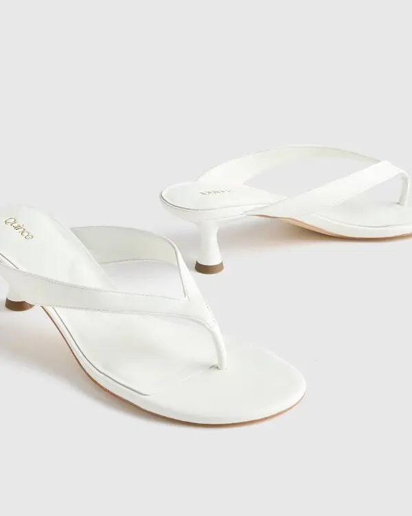 Quince Italian Leather Thong Kitten Heel Sandal