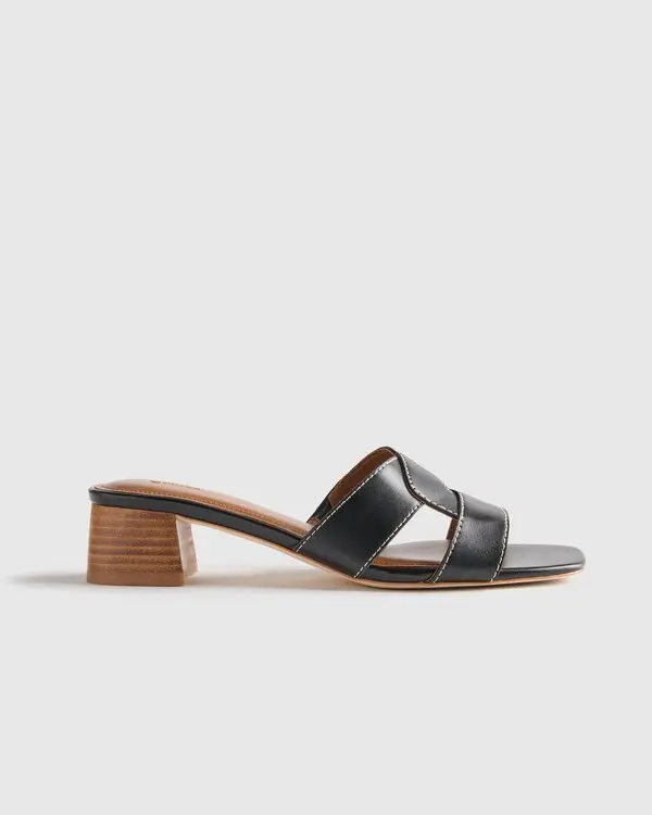 Quince Italian Leather Wood Block Heel Mule