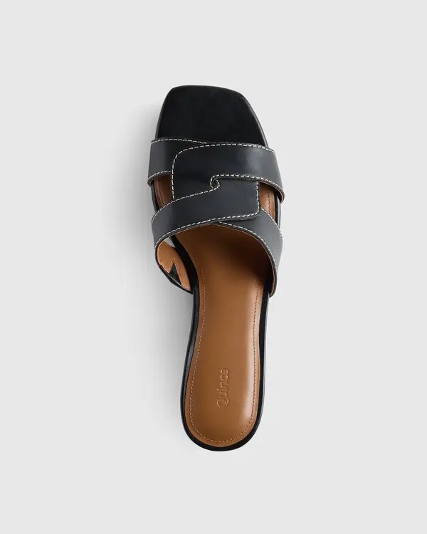 Quince Italian Leather Wood Block Heel Mule