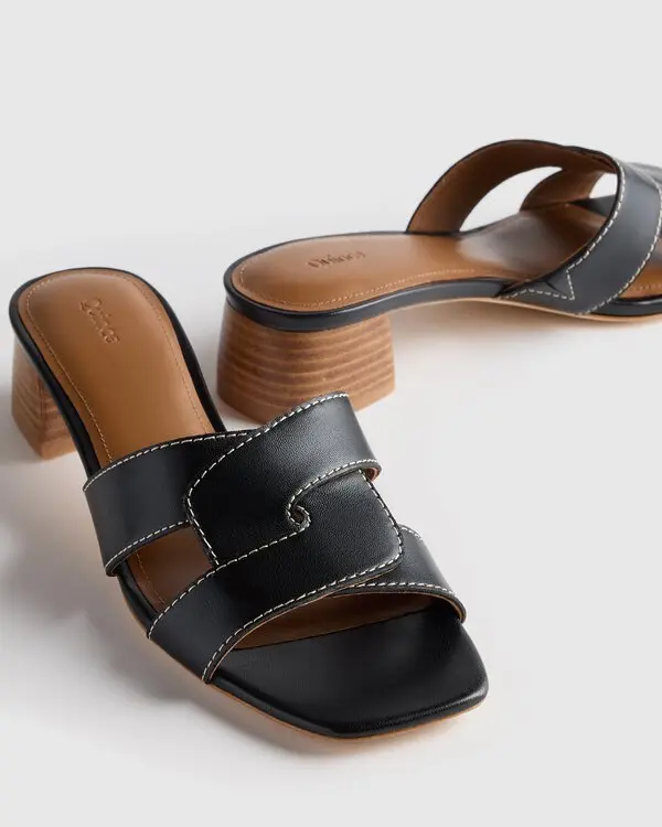 Quince Italian Leather Wood Block Heel Mule