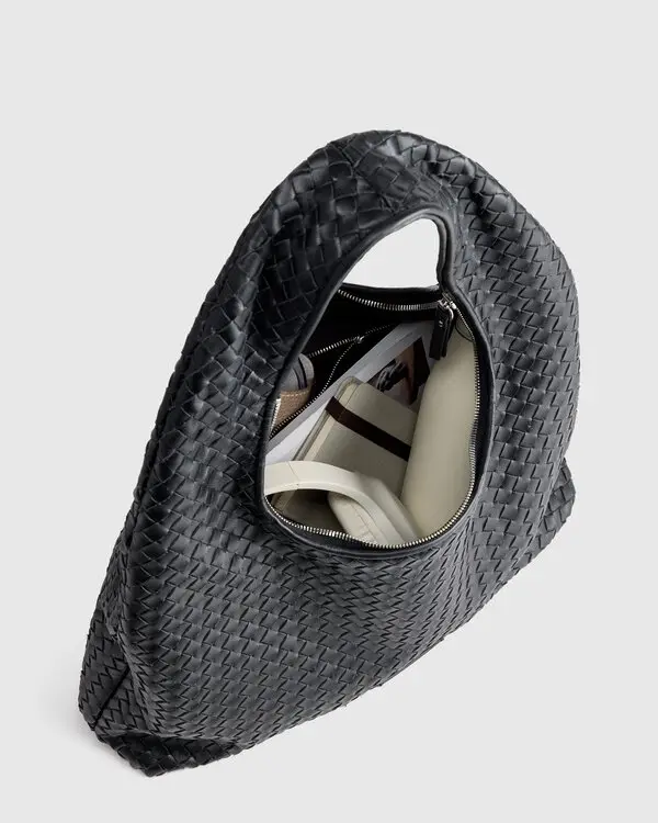Quince Elodie Handwoven Shoulder Bag - Black