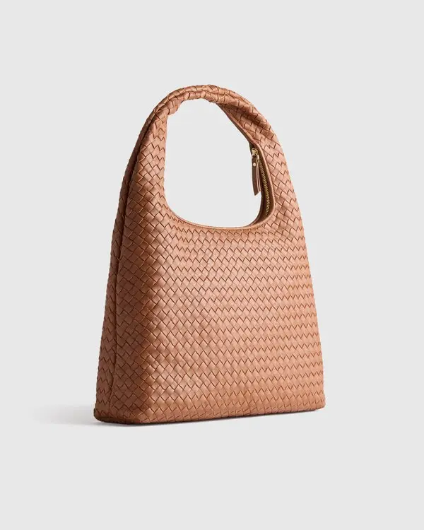 Quince Elodie Handwoven Shoulder Bag In Italian Sheep Leather - Cognac