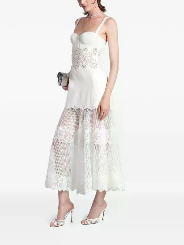 Retrofete Olenna Guipure Lace-panelled Midi Dress - White