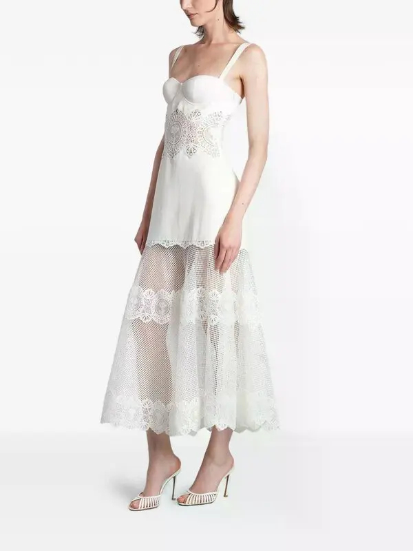 Retrofete Olenna Guipure Lace-panelled Midi Dress