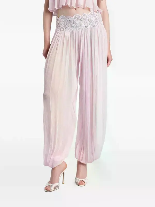 Retrofete Dreamy Lace-panelled Pleated Trousers - Pink