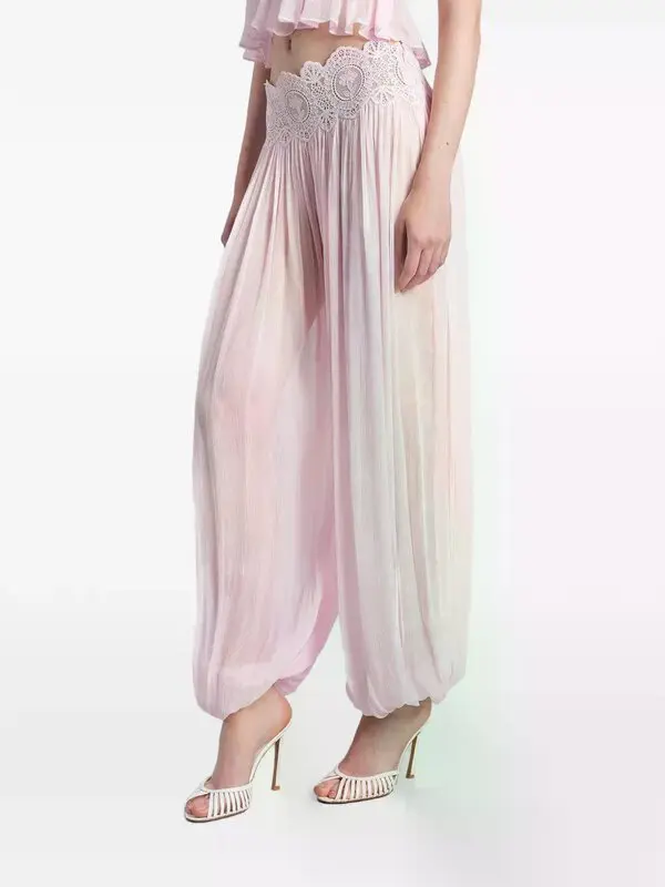 Retrofete Dreamy Lace-panelled Pleated Trousers - Pink