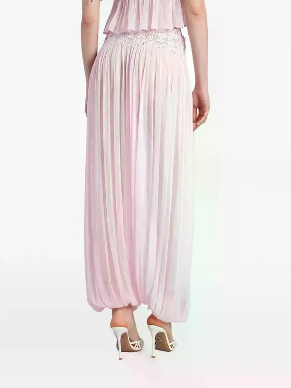 Retrofete Dreamy Lace-panelled Pleated Trousers - Pink