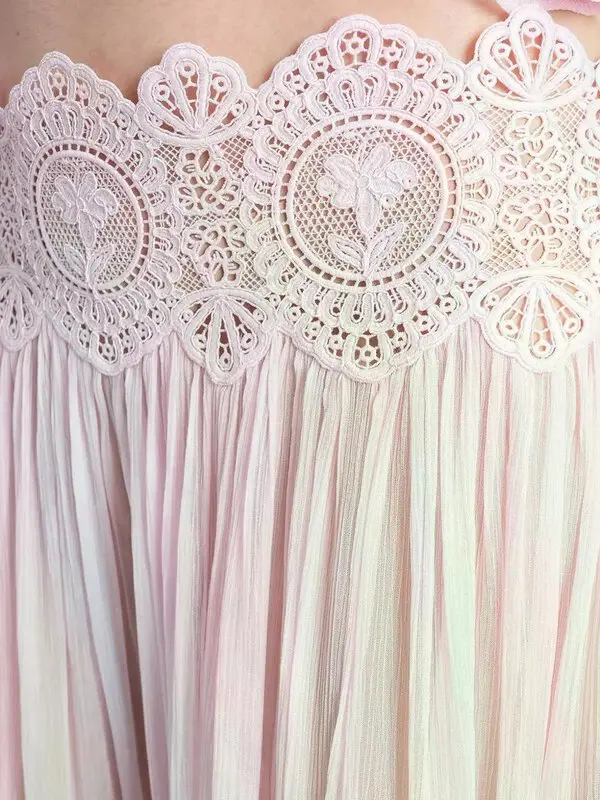 Retrofete Dreamy Lace-panelled Pleated Trousers - Pink