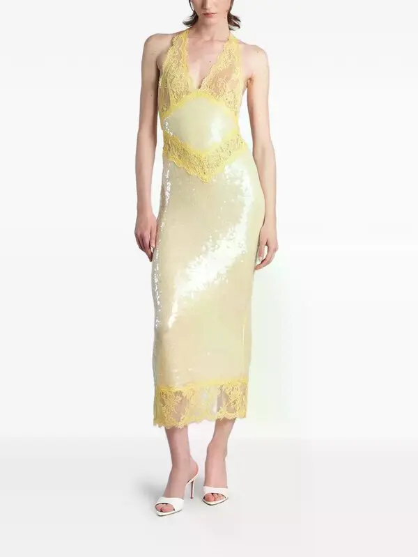 Retrofete Vicky Sequin-embellished Lace-trim Midi Dress
