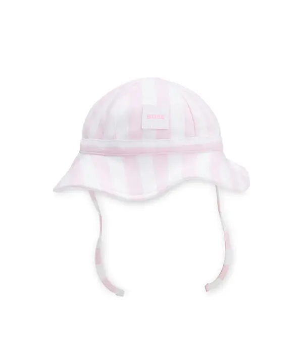 BOSS Baby Hat In Striped Cotton Jersey - White