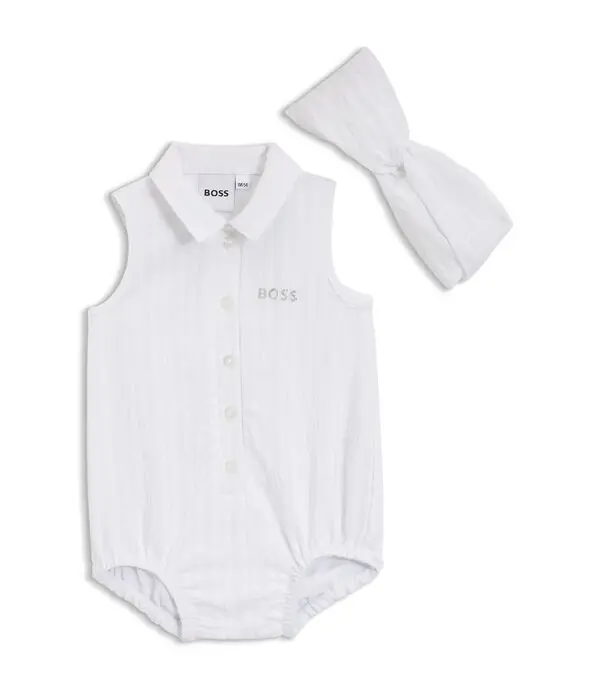 BOSS Seersucker Bodysuit And Headband Set