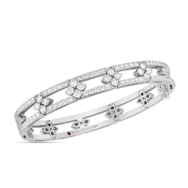 Roberto Coin 18k White Gold Love In Verona Diamond Bangle - Wg
