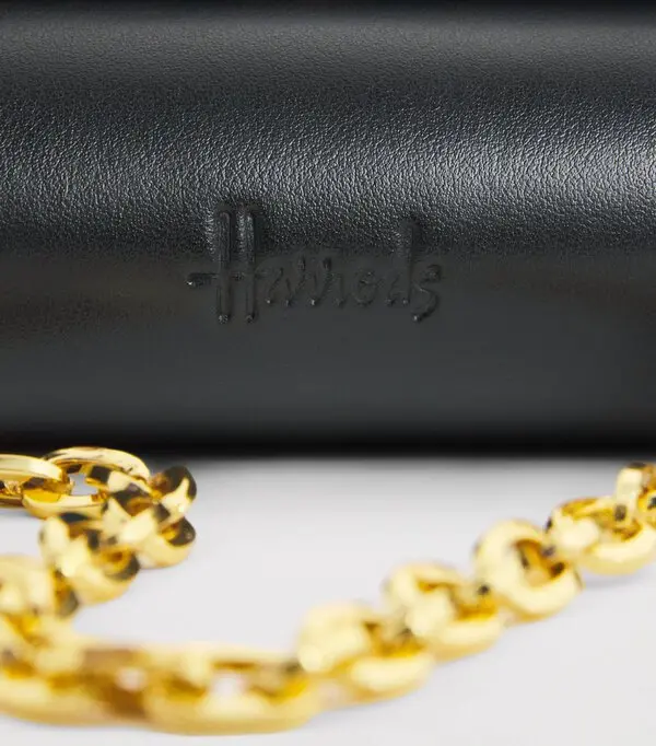 Harrods Leather Snaffle East West Purse With Gold Tone Hardware