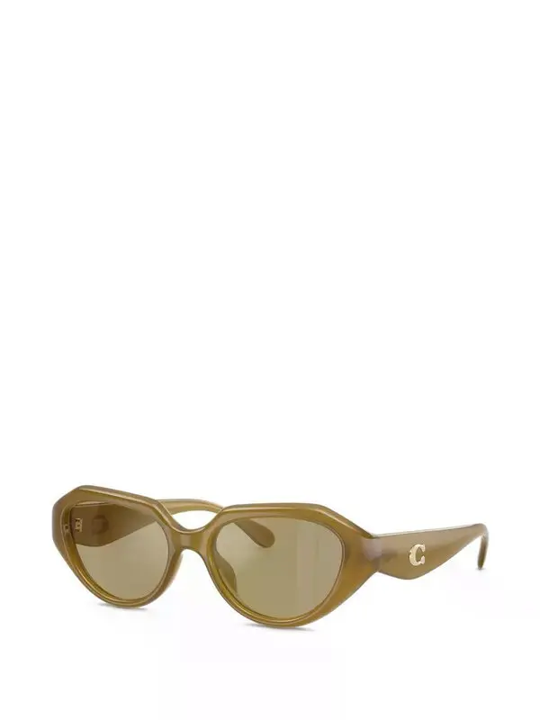 COACH C Logo Plaque Geometric Frame Sunglasses