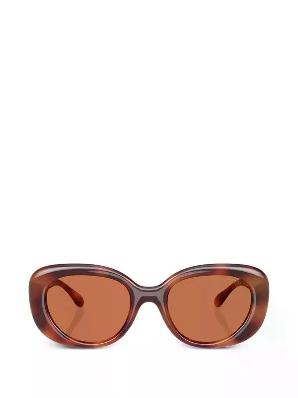 COACH Tortoiseshell-effect Oval-frame Sunglasses