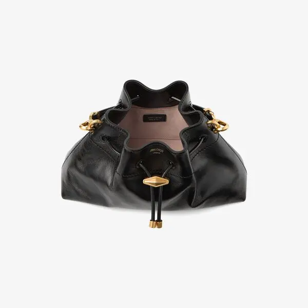 JIMMY CHOO Cinch Small Soft Shiny Biker Leather Shoulder Bag - Black