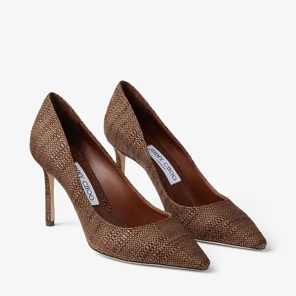 JIMMY CHOO Romy 85 Fine Raffia Pumps - Neutral