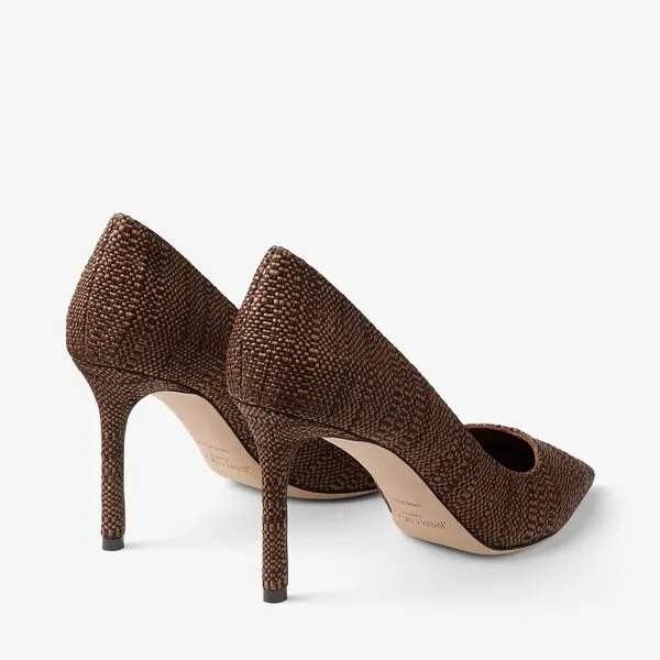 JIMMY CHOO Romy 85 Fine Raffia Pumps - Neutral