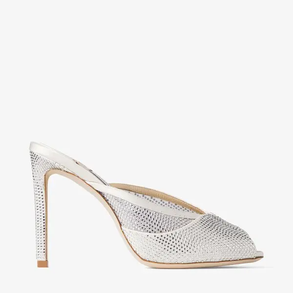 JIMMY CHOO Brigitte Crystal Embellished Mesh Mule - Neutral