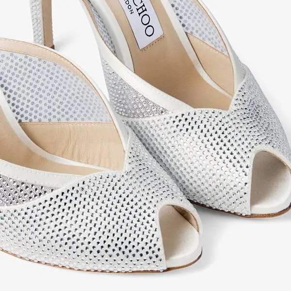 JIMMY CHOO Brigitte Crystal Embellished Mesh Mule - Neutral