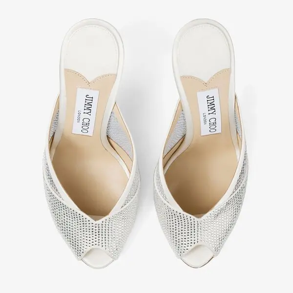 JIMMY CHOO Brigitte Crystal Embellished Mesh Mule - Neutral