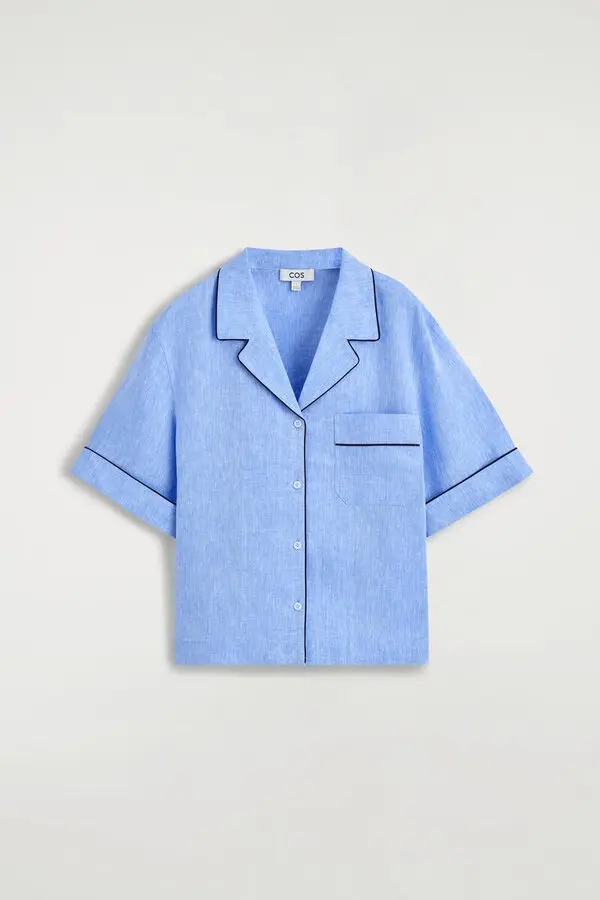 Cos Contrast-piped Linen Resort Shirt