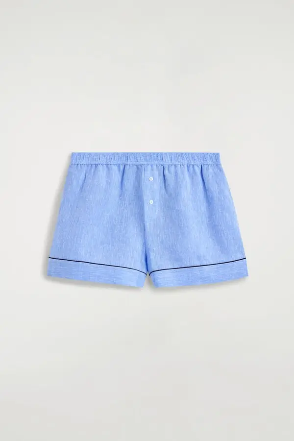 Cos Contrast-piped Linen Shorts