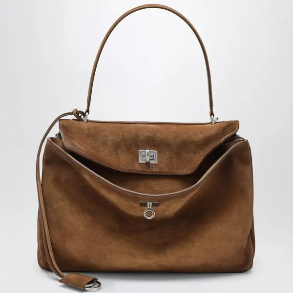 Balenciaga Rodeo Medium Suede Bag - Brown