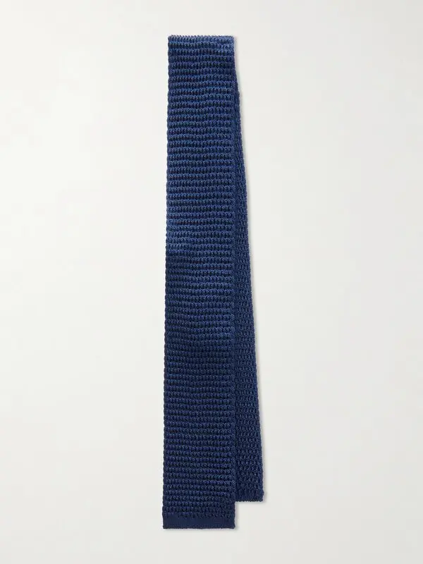 TOM FORD Knitted Silk Neck Tie - Blue