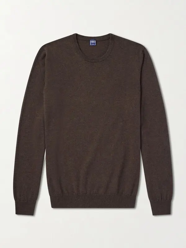 Fedeli One-ply Cashmere Crewneck Sweater - Brown