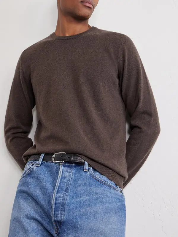 Fedeli One-ply Cashmere Crewneck Sweater - Brown