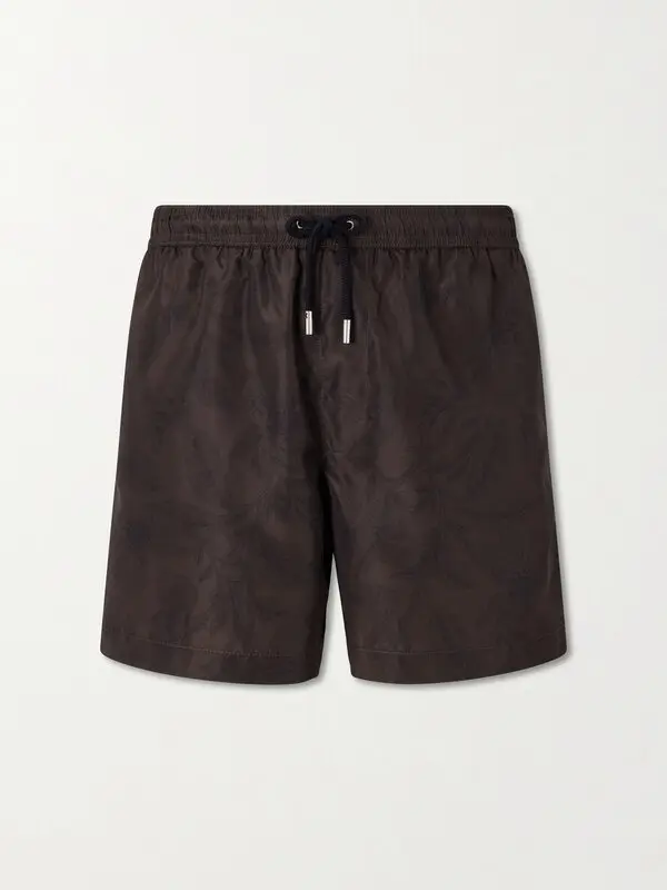 Mr P. Straight-leg Floral-print Swim Shorts - Brown
