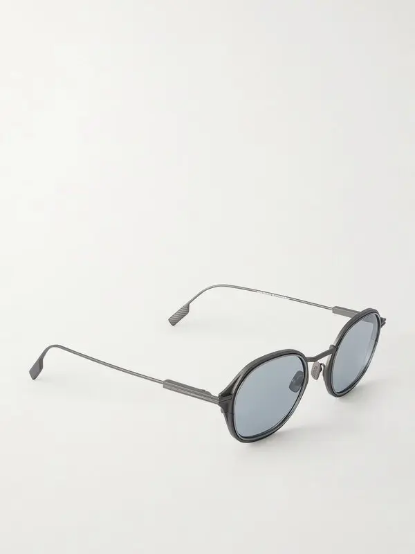 Zegna Round-frame Titanium Sunglasses