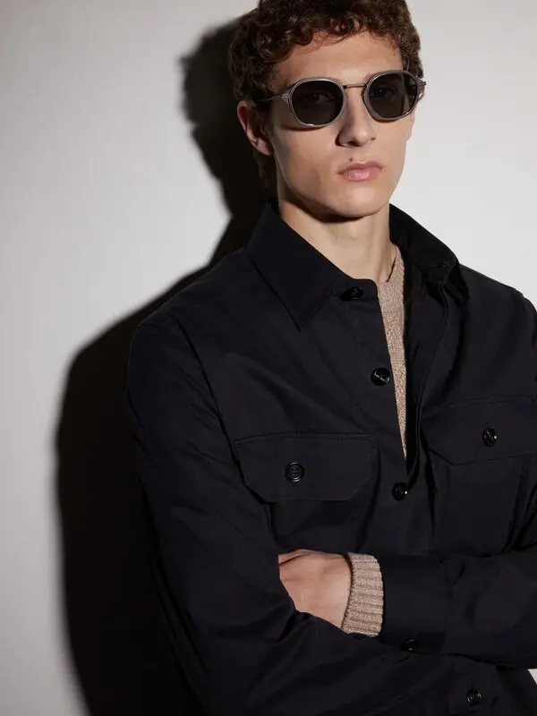 Zegna Round-frame Titanium Sunglasses