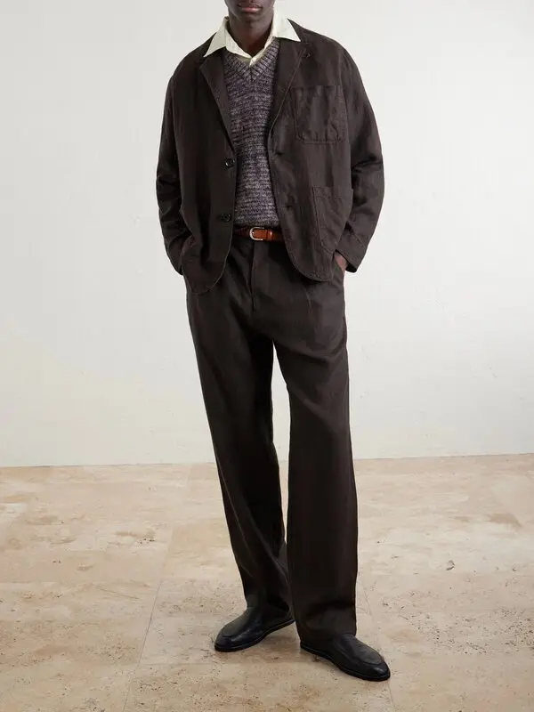Oliver Peoples Coney Pleated Linen Suit Trousers