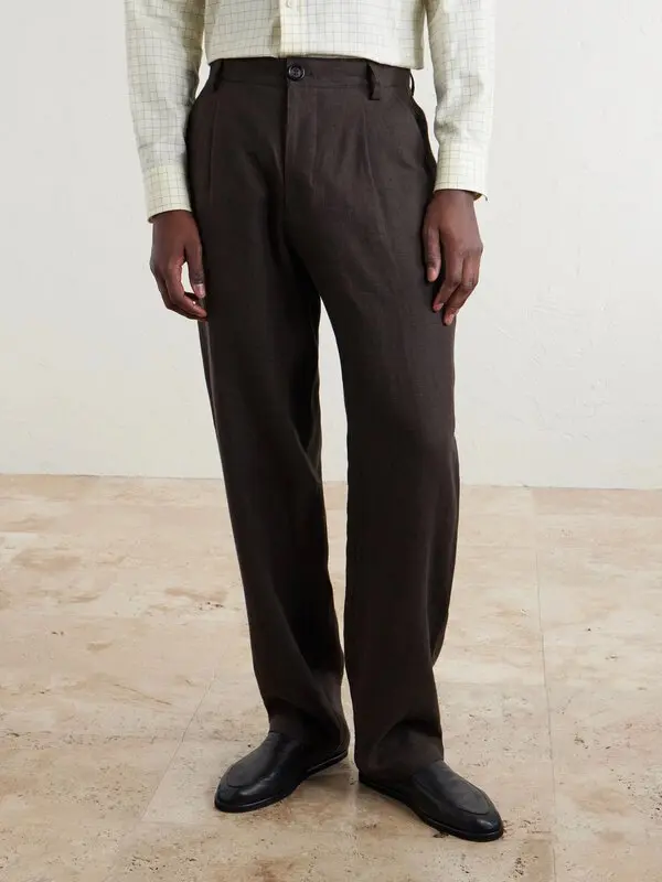 Oliver Peoples Coney Pleated Linen Suit Trousers