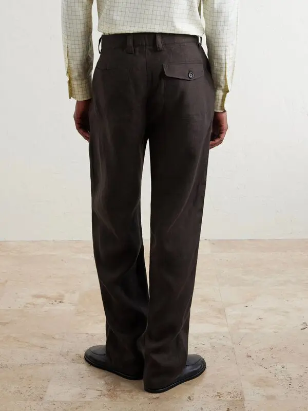 Oliver Peoples Coney Pleated Linen Suit Trousers