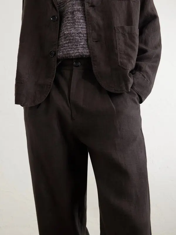 Oliver Peoples Coney Pleated Linen Suit Trousers