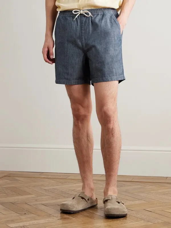 Nn07 Gregor Straight-leg Cotton-chambray Drawstring Shorts