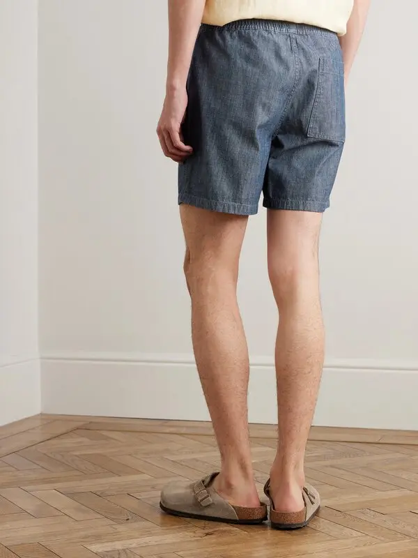 Nn07 Gregor Straight-leg Cotton-chambray Drawstring Shorts