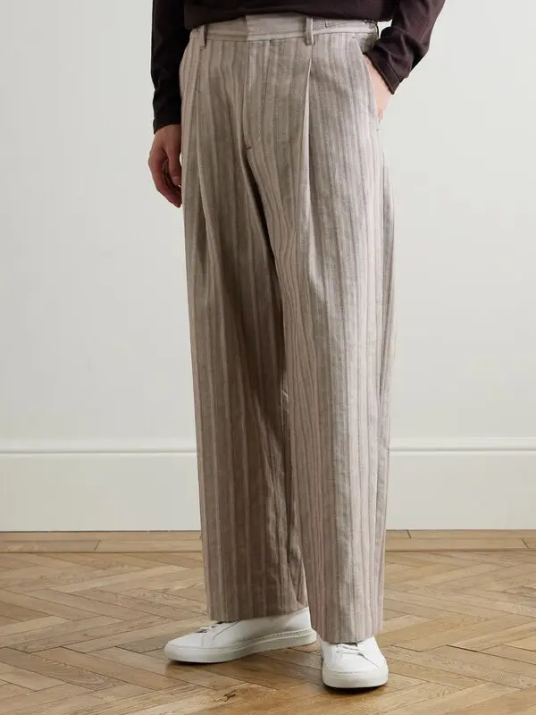 Nn07 Kay 10058 Wide-leg Pleated Herringbone Suit Trousers