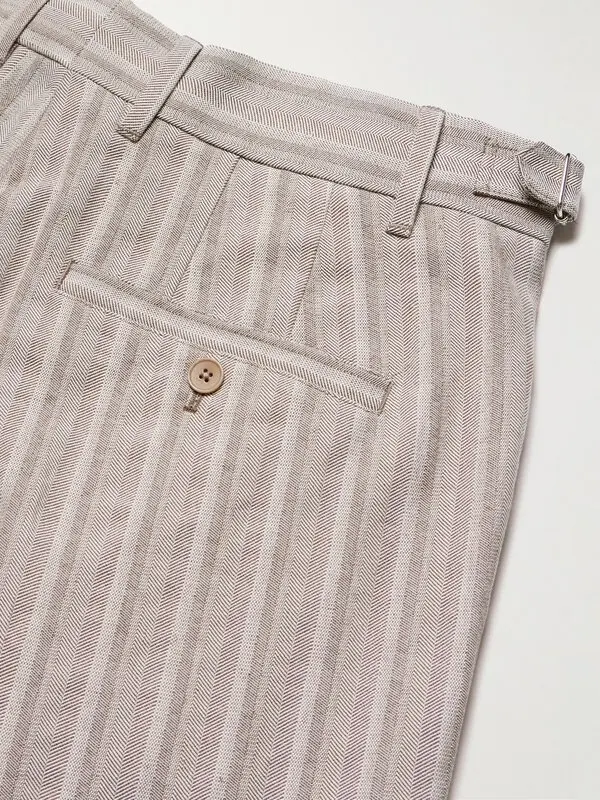 Nn07 Kay 10058 Wide-leg Pleated Herringbone Suit Trousers